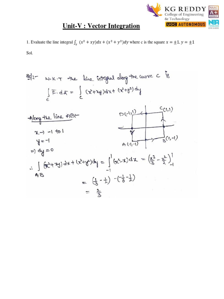 M2 - Unit-V Vector Integration | PDF | Integral | Mathematics
