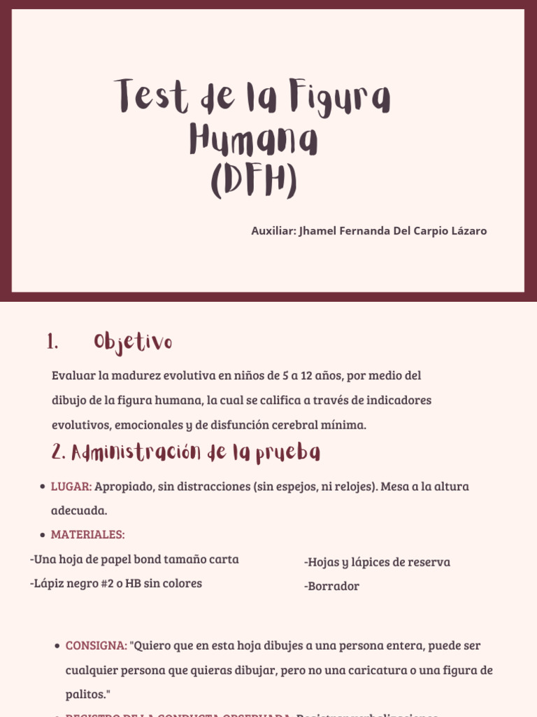 Test de La Figura Humana (DFH) : Auxiliar: Jhamel Fernanda Del Carpio ...