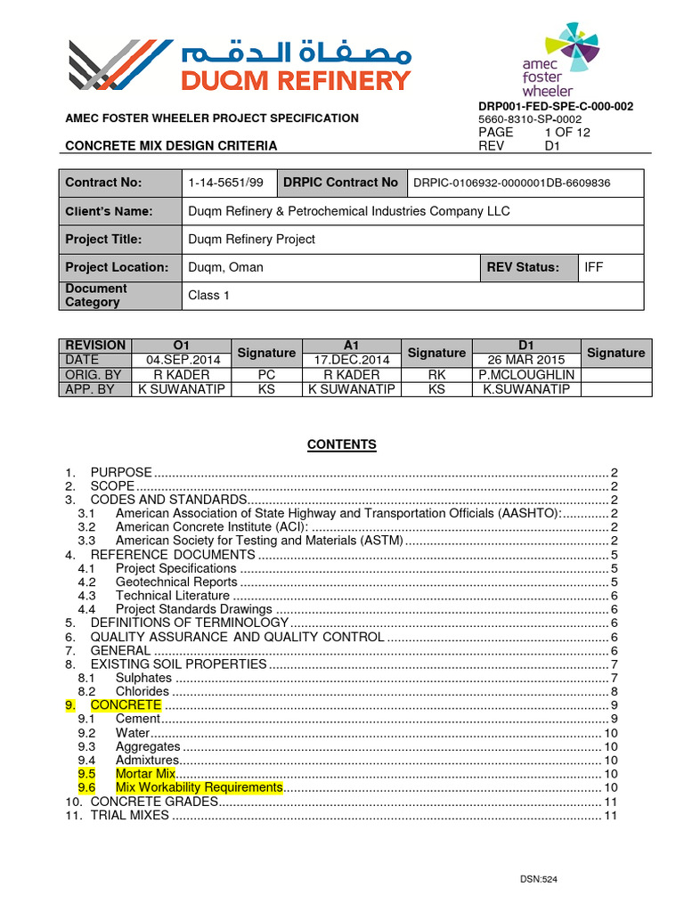 Attachment-4 DRP001-FED-SPE-C-000-002 - D1 (Concrete Mix Design ...