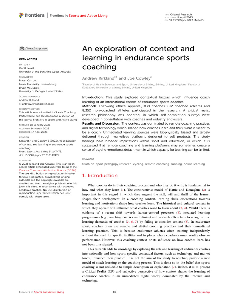 An Exploration of Context and Learning in Endurance Sports Coaching ...