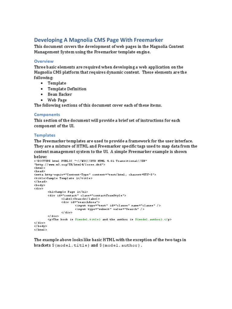 Develop Magnolia Cms With Free Marker | PDF | Html | Software Engineering