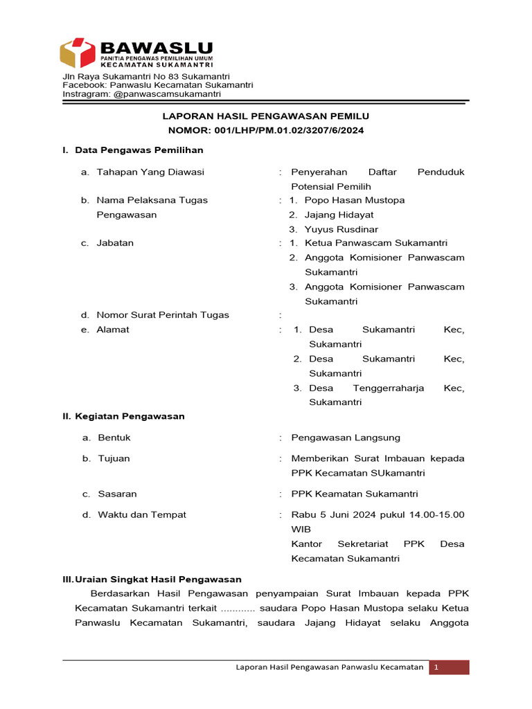 Contoh LHP Pilkada 2024-1 | PDF