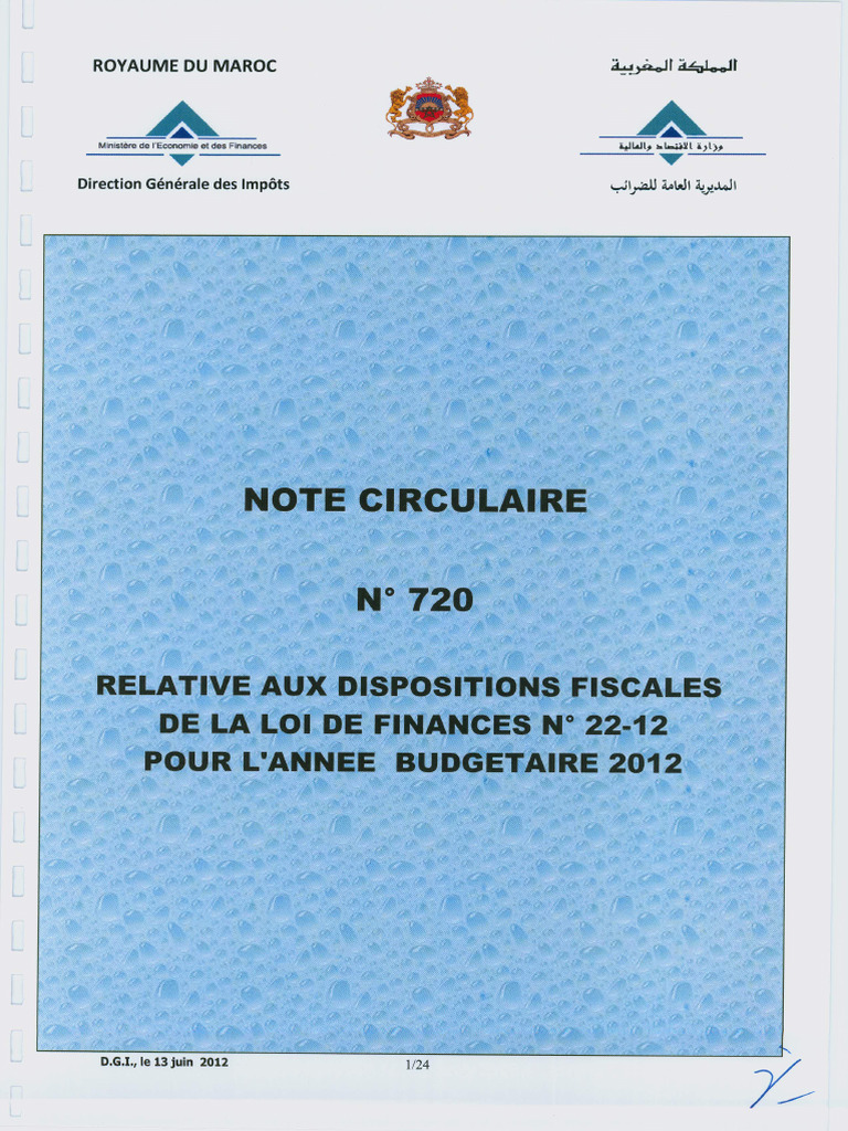 Note Circulaire 720 LF2012 | PDF