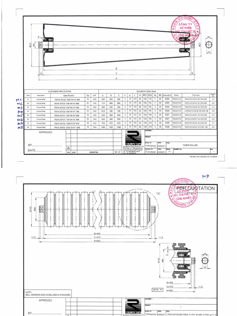Bản Vẽ Con Lăn DH1, DH3 | PDF