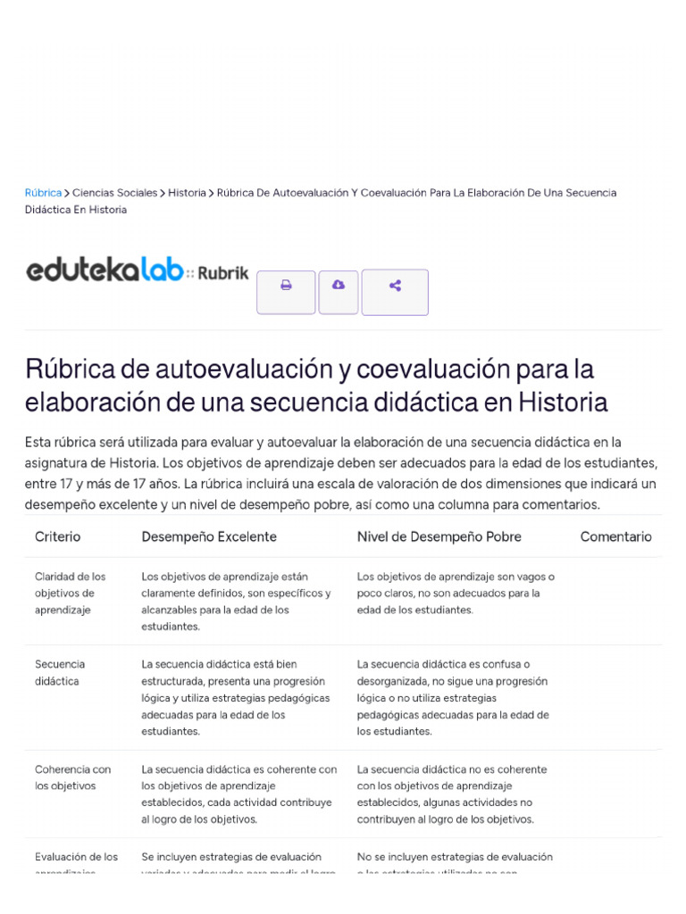Rúbrica de Autoevaluación Y Coevaluación para La Elaboración de Una ...