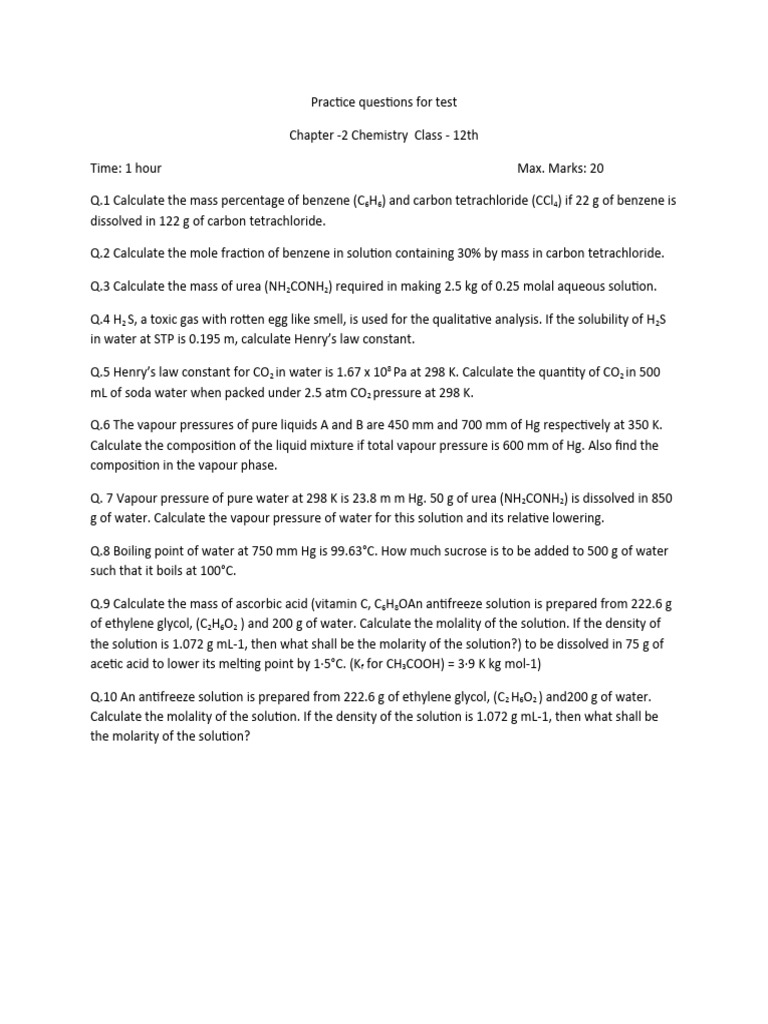 Practice Questions Solution | PDF | Science & Mathematics