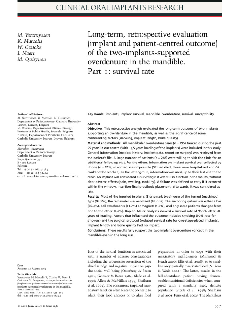 2 implant overdenture | PDF | Dental Implant | Medicine 2 implant overdenture | PDF | Dental Implant | Medicine