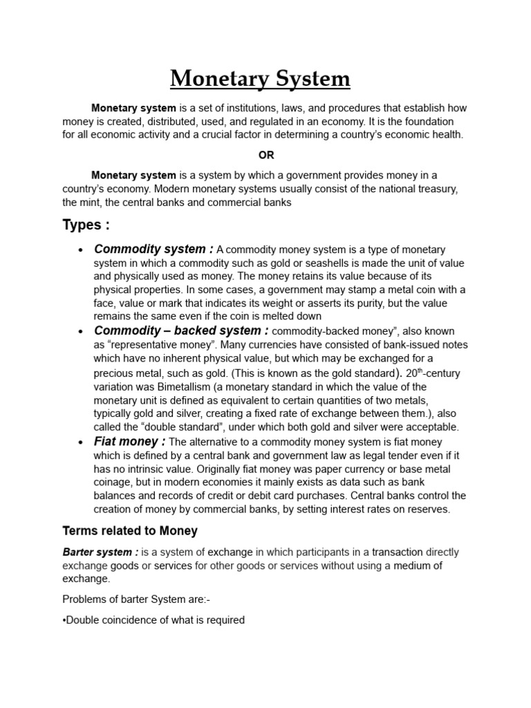 Monetary System | PDF | Money | Currency