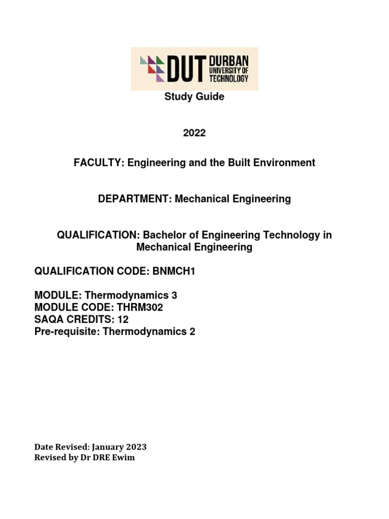THRM 302 Study Guide - DR DRE Ewim - 2023 | PDF | Applied And ...