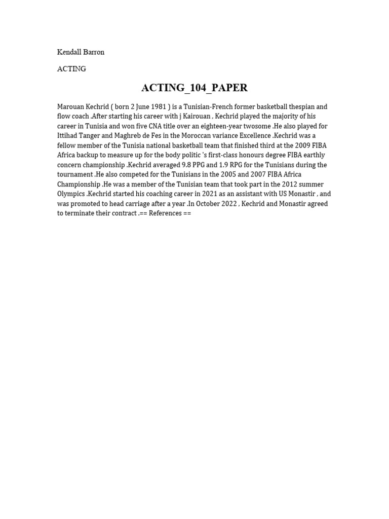 Acting 104 Paper | PDF