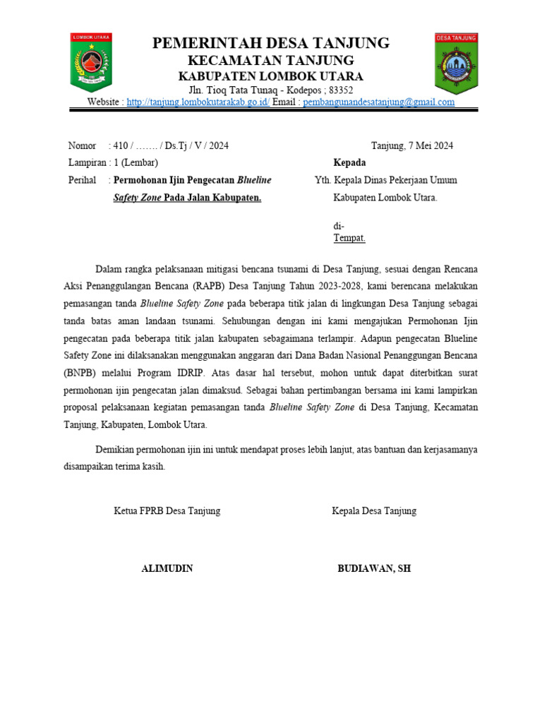 Contoh Draft Surat Pengantar Ijin Pengecatan Jalan | PDF