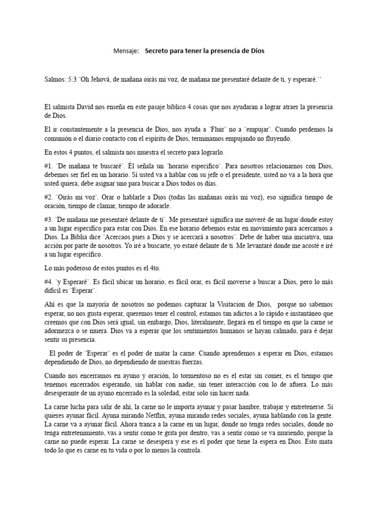 Secreto para Lograr Tener La Presencia de Dios | PDF | Oración | Dios