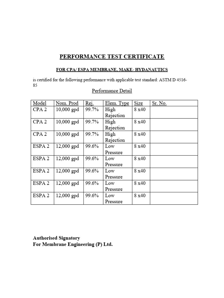 Performance Certificate | PDF | Technology & Engineering