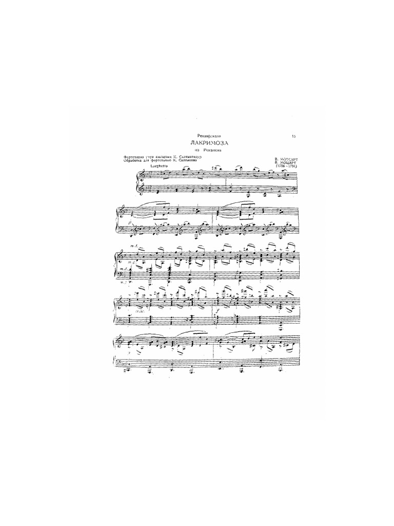 Lacrimosa Mozart Saltikov | PDF