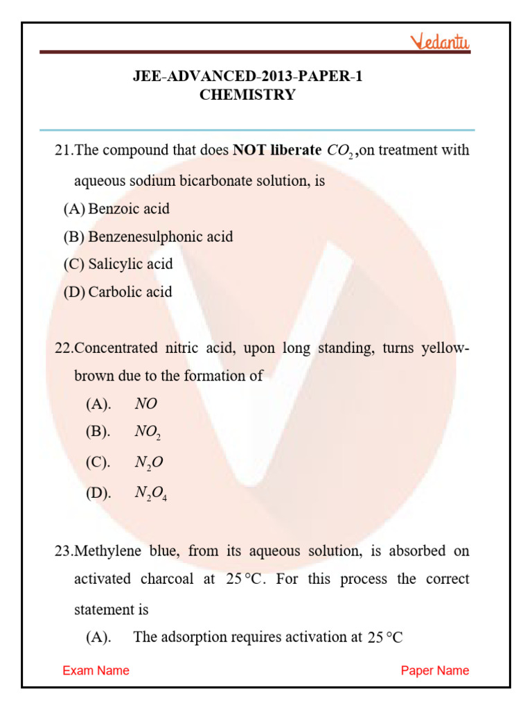 Jee Advanced Chemistry Question Paper 1 2013 | PDF | Acid | Sulfide