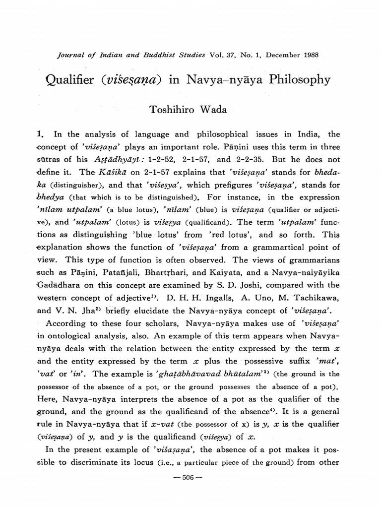 Wada_1988_2 | PDF | Substance Theory | Indian Philosophy