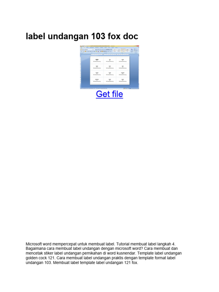Template Label Undangan 103 Word | PDF | Karier & Perkembangan | Griya ...