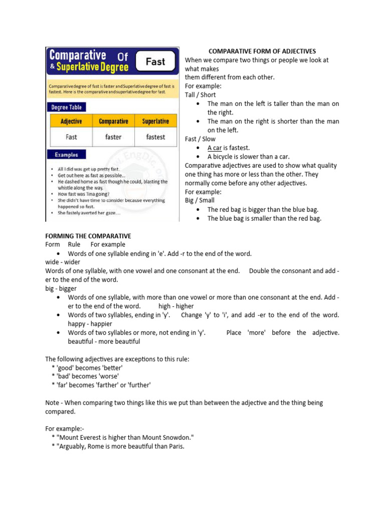 COMPARATIVE-SUPERLATIVE TASK | PDF | Syllable | Adjective