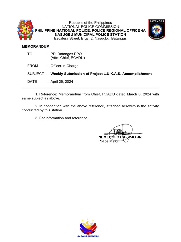 AAR Project LUKAS April 20 26 2024 | PDF | Philippines