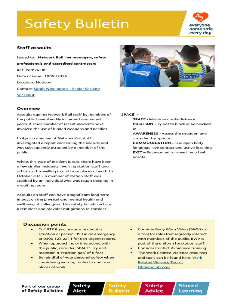 Safety Bulletin NRB24-08 - Staff Assaults | PDF