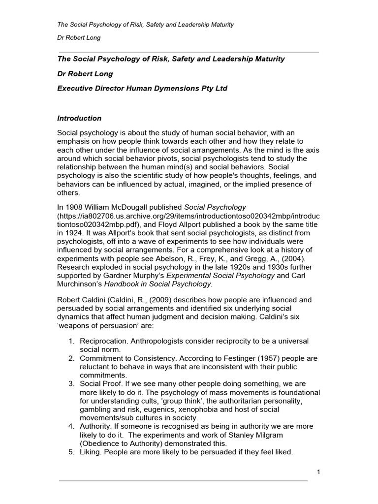 The Social Psychology of Risk | PDF | Risk | Heuristic