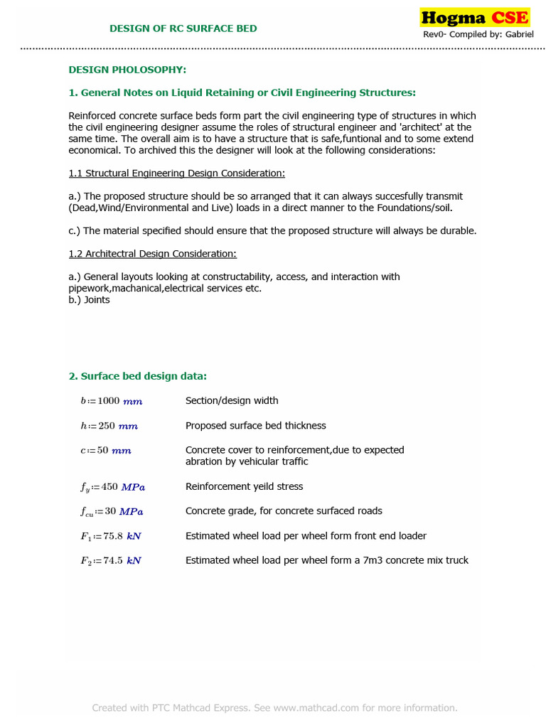 The structural use of concrete- Design Approach-surface bed | Download ...