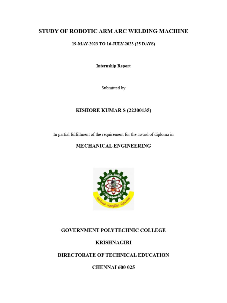 Neel Metals Internship Report | PDF | Welding | Construction