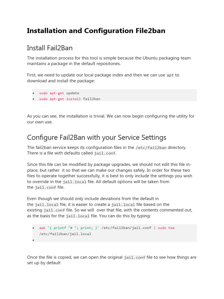 Fail2Ban Installation and Configuration Guide | PDF | Computing | Software