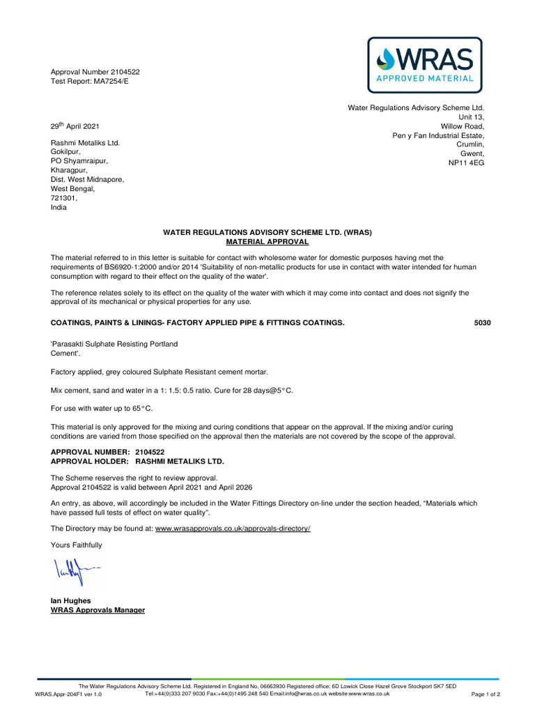 WRAS SRC Cement | PDF | Cement