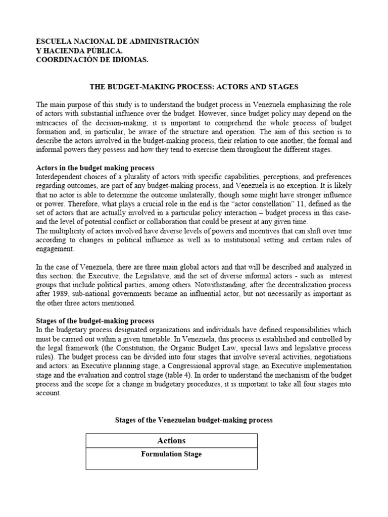 The Budget Making Process (W) | Download Free PDF | Reconciliation ...