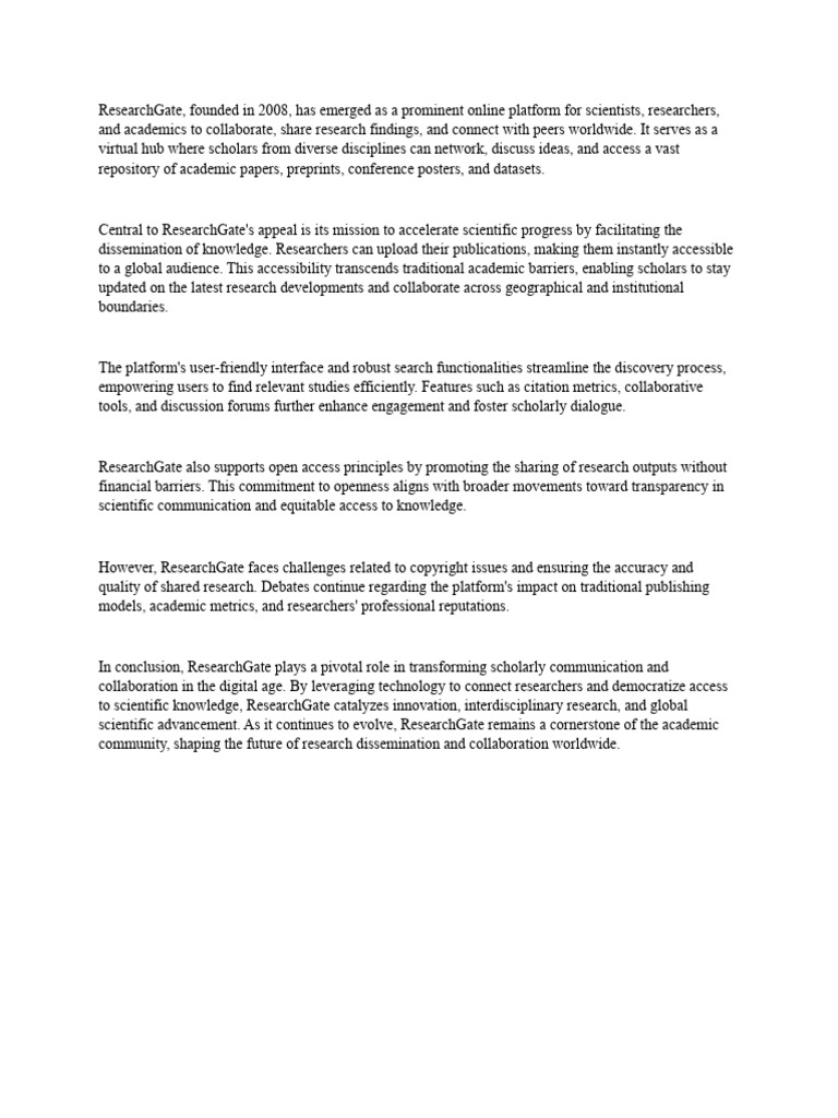 ResearchGate: Transforming Academic Collaboration | PDF