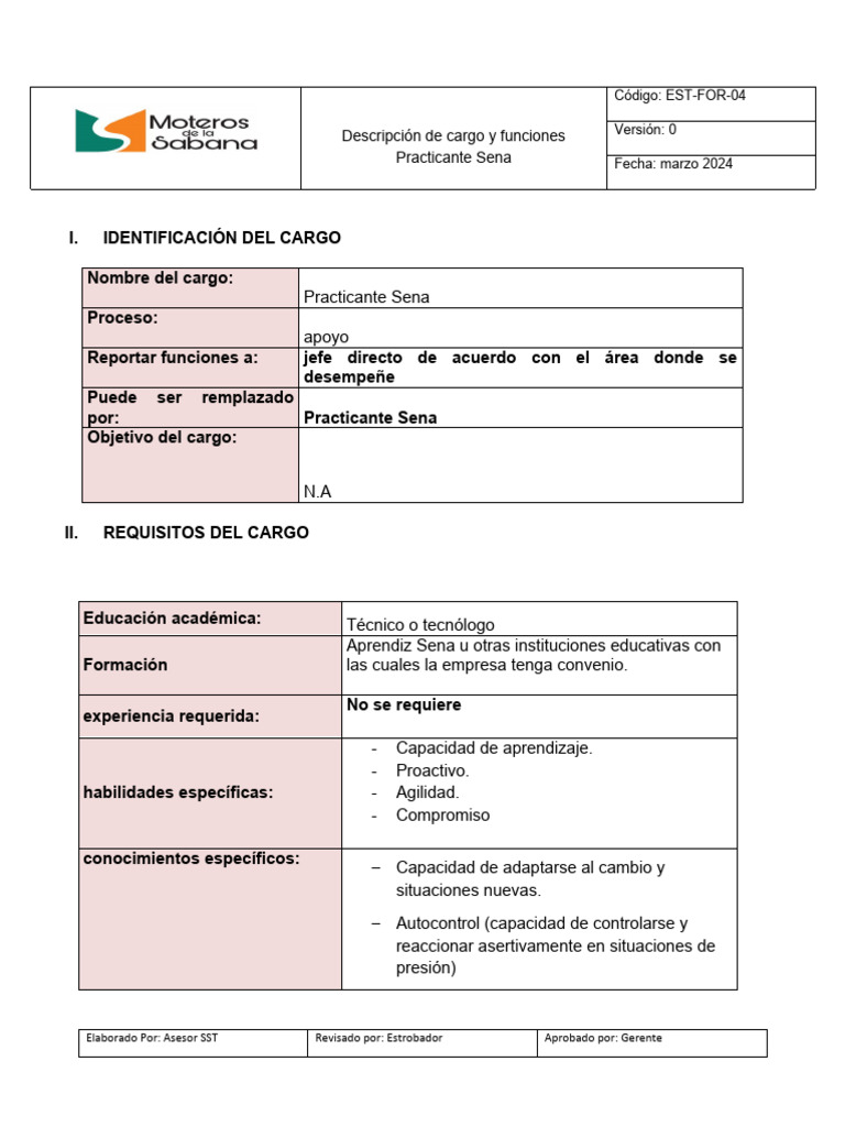 Funciones del Practicante Sena | PDF