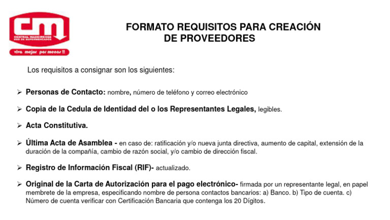 Requisito para Registro de Proveedores | PDF