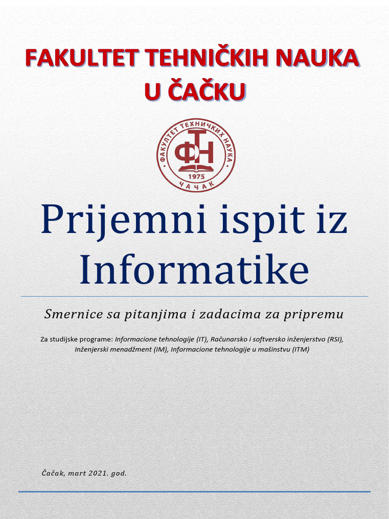 Smernice Prijemni FTN IT | PDF