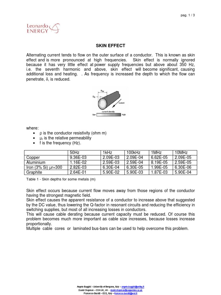 Skin Effect | PDF | Electrical Conductor | Alternating Current