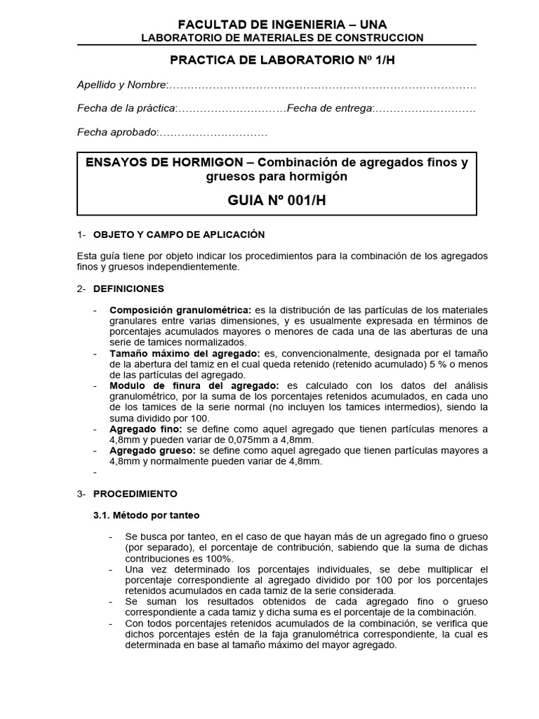 Combinación de Agregados en Hormigón | PDF | Hormigón