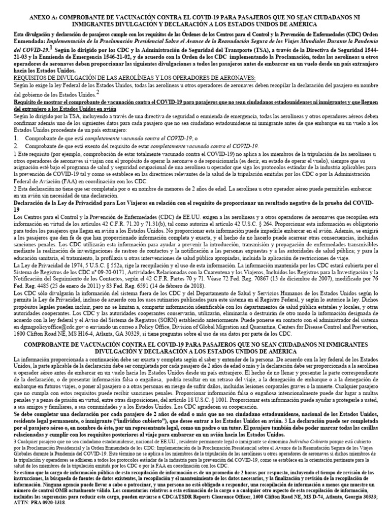 Health_Attestation_Form_June2022_Spanish | PDF | Los Estados Unidos ...