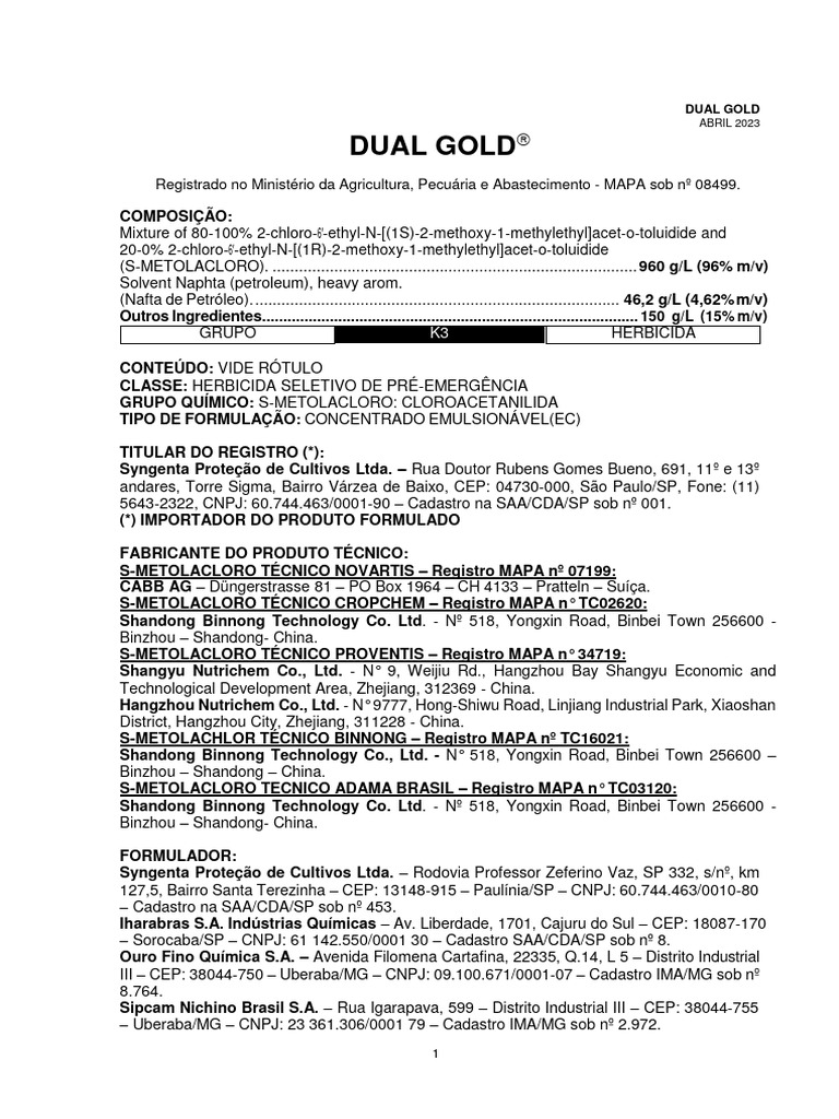 Bula Dual Gold Abril 23 | PDF | Agricultura | Cultivo