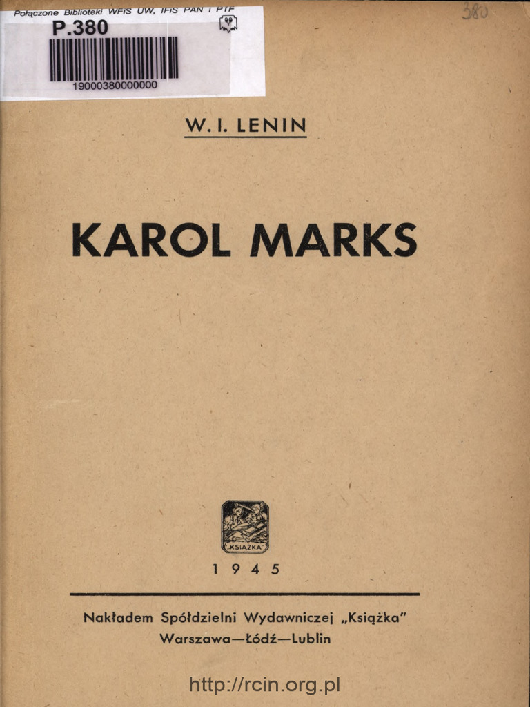 WA004 1915 P380 Lenin-Karol-Marks | PDF