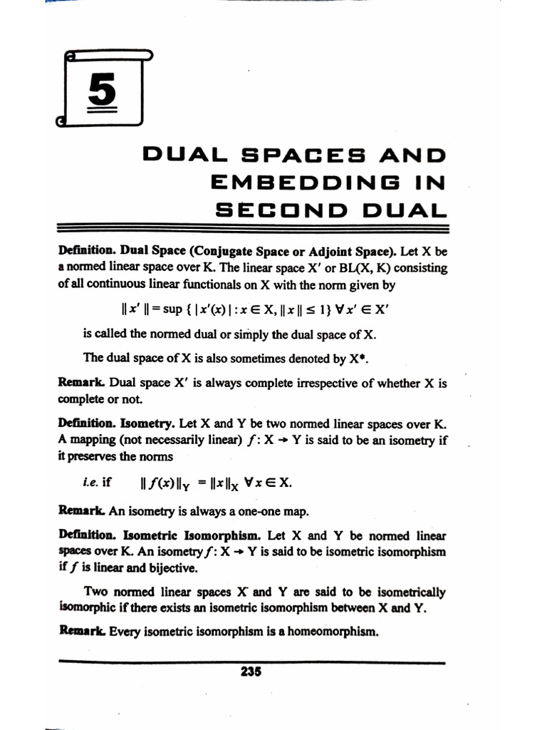 Dual Space and Embedding | PDF