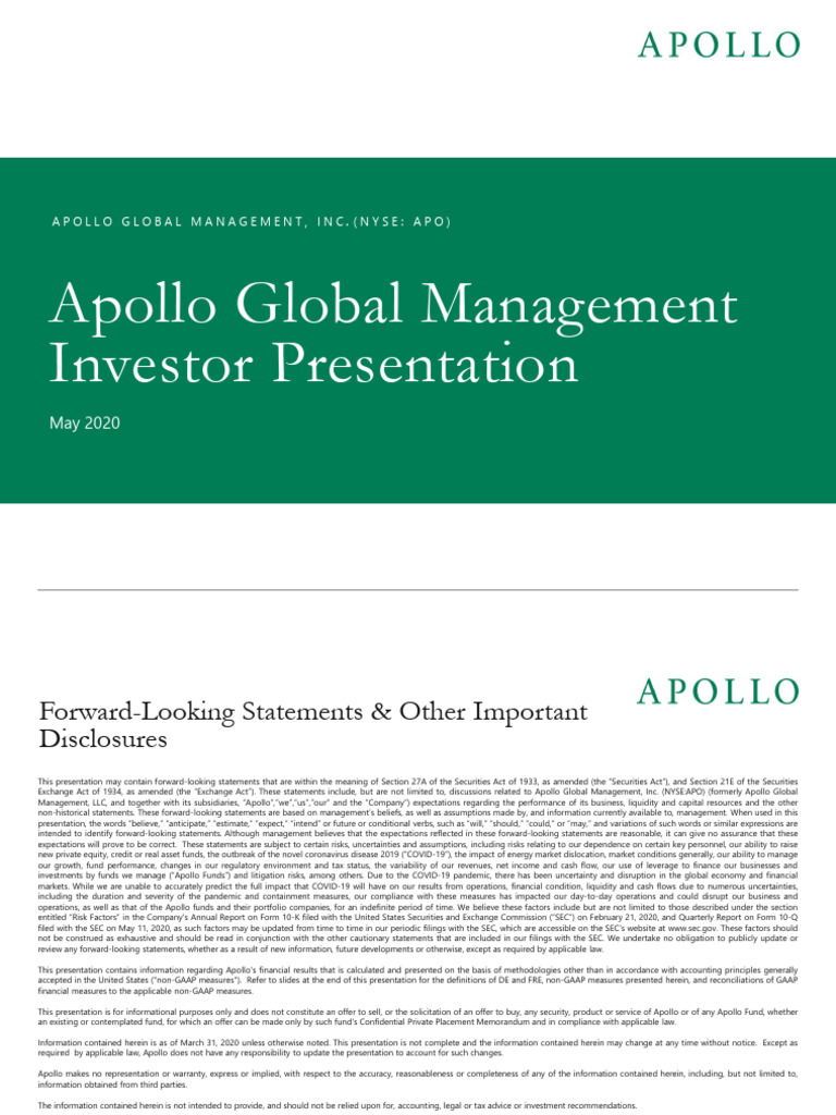 Apollo Global Management Investor Update | PDF | Private Equity | U.S ...