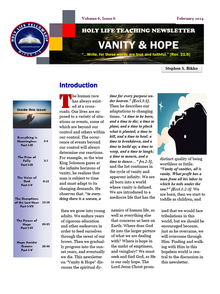 Christian Newsletter VANITY & HOPE | PDF | Jesus | Revelation