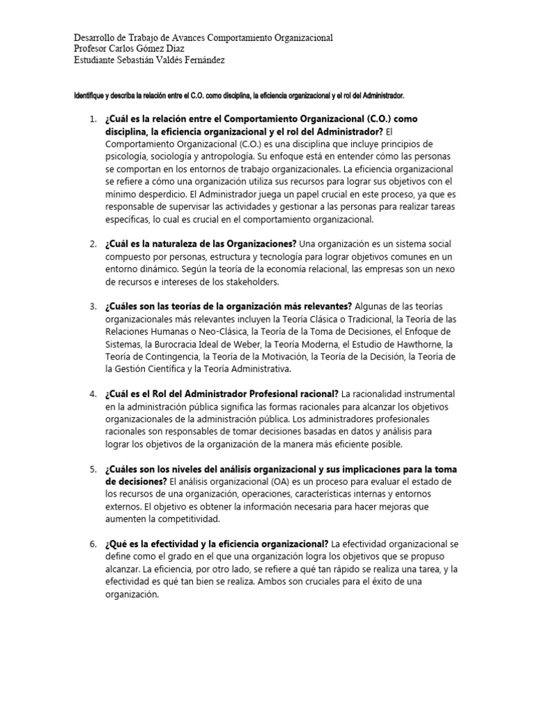 Preguntas y Respuestas C.O. | PDF | Liderazgo | Poder (social y político)