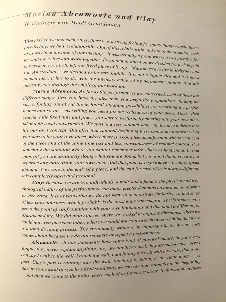 1978, Marina Abramović and Ulay | PDF