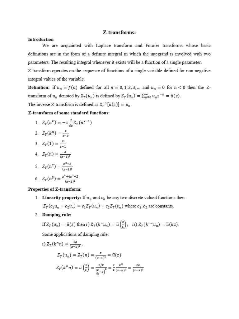 Module-4 Z-Transform | PDF | Equations | Recurrence Relation