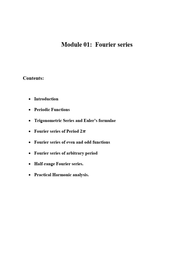 Module-2 Fourier Series | PDF | Fourier Transform | Mathematical Analysis Module-2 Fourier Series | PDF | Fourier Transform | Mathematical Analysis