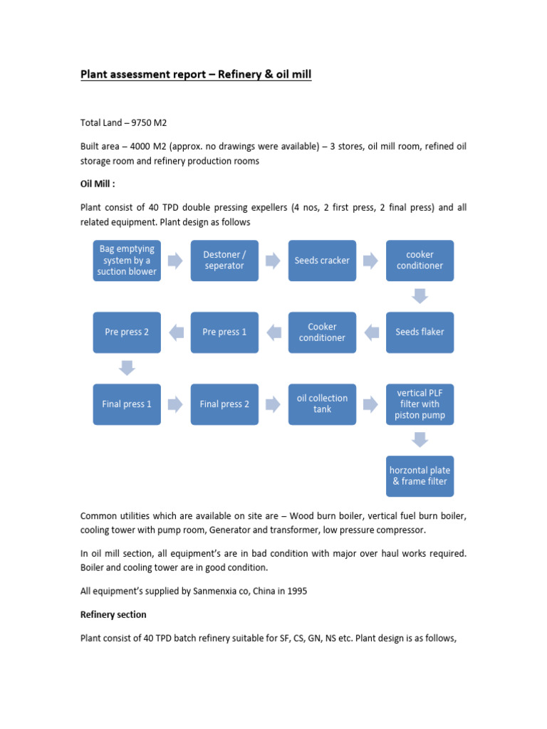 Refinery & Oil Mill Assesment Report | PDF | Oil Refinery | Pump