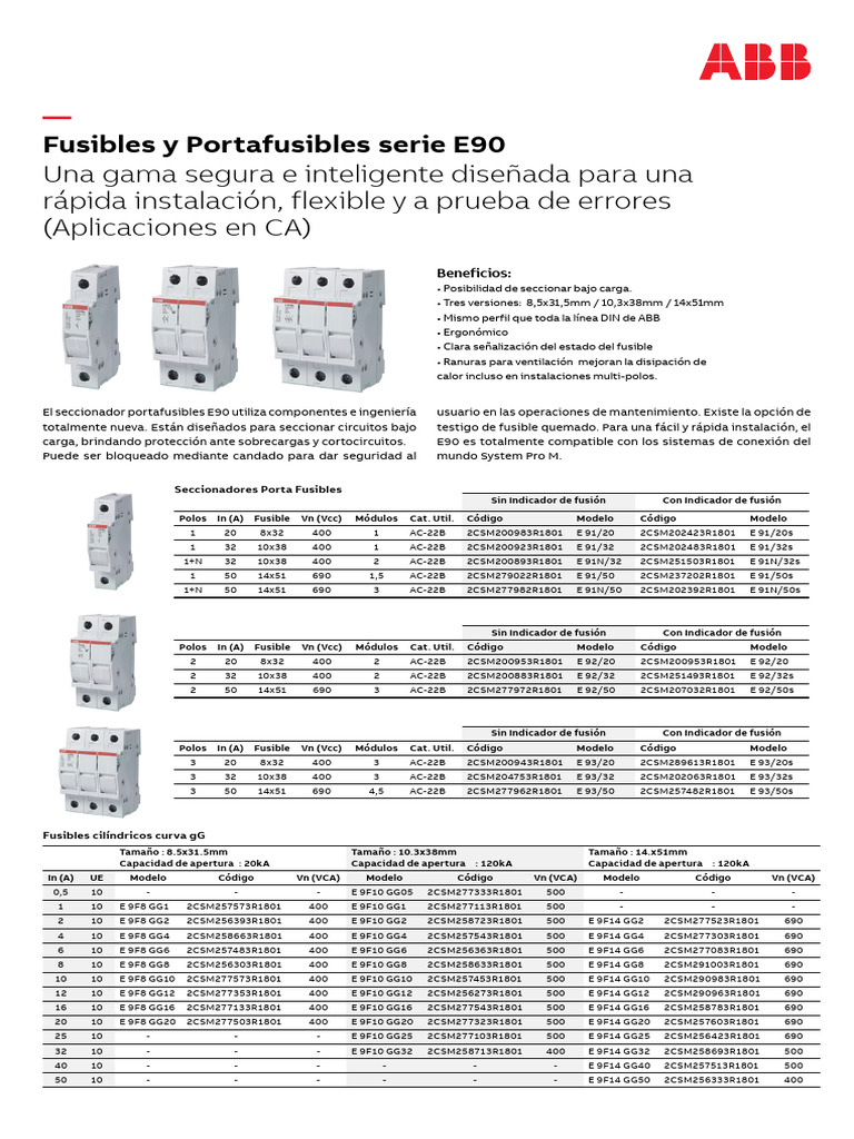 8-fusibles-y-portafusibles ABB | PDF | Fusible (Eléctrico) | Bienes manufacturados