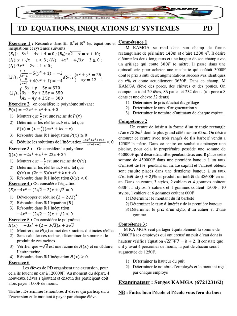 TD Equations | PDF | Objets mathématiques | Équations