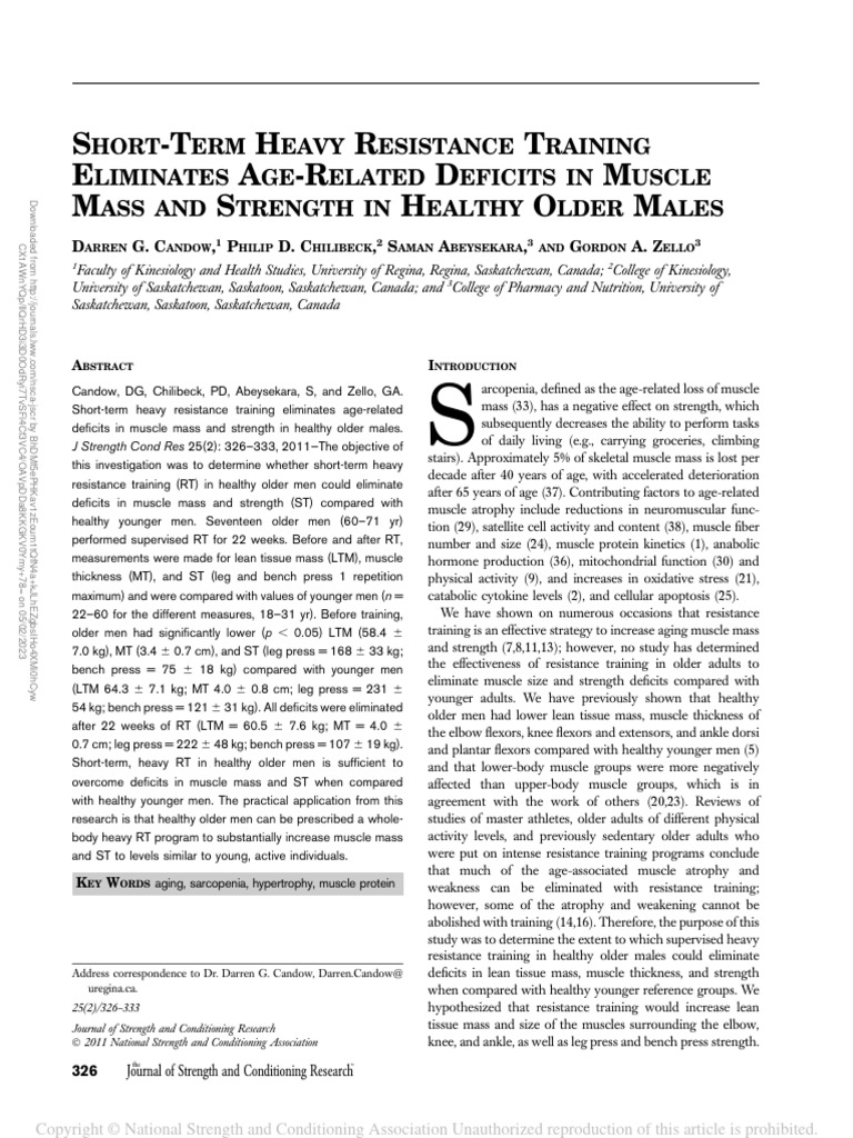 Short-Term Heavy Resistance Training Eliminates Age-Related Deficits in ...